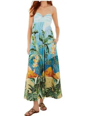 Farm Rio Rio Mosaic Printed Halterneck Midi Dress - Green