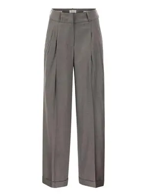 Peserico Pleated Wide-leg Trousers - Gray