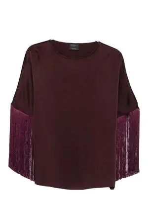 Antonelli Firenze Fringed Sleeve Crew Neck T-shirt - Black