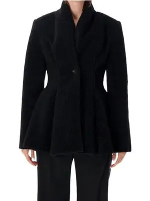 Stella McCartney Waisted Plush Peplum Coat - Black
