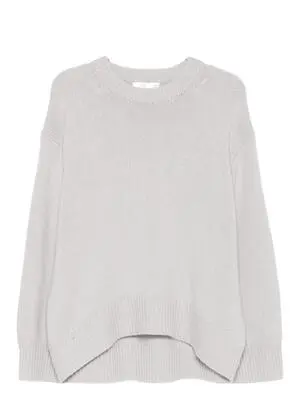 LISA YANG Lisa Yang Long Sleeve Crew Neck Sweater With Asymmetric Hem Grey