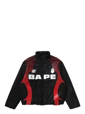 A BATHING APE Aba Frame Monogram Jacquard Logo Padded Jacket - Black