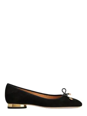 TOD'S Suede Ballerinas With Bow Detailing And Metal Hardware - Black