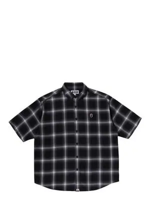 A BATHING APE One Point Ombre Check Light Flannel Short Sleeves Shirt