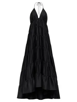 Azeeza Tiered Halter Gown - Black