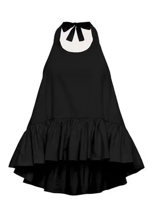 Azeeza Winston Poplin High-low Halter Top - Black