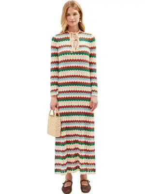 Rixo Lucila Retro Chevron Knit Midi Dress - Multi