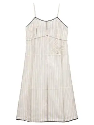 Prada Striped Dress With Bow Detail - Yellow
