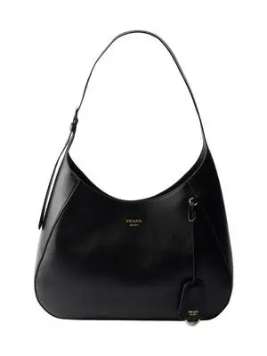 Prada Boogie Large Leather Shoulder Bag - Black