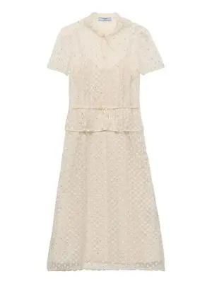 Prada Embroidered Lace Dress - Neutral