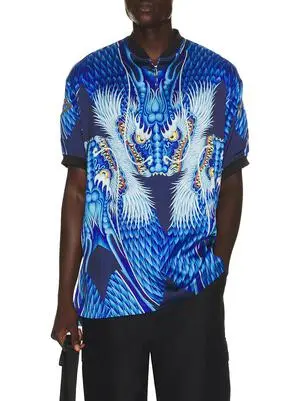 Y3 Drgn Satin Jersey In Blue - Multicolour