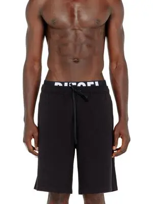 DIESEL® Cotton Blend Logo Waistband Sweatshorts - Black