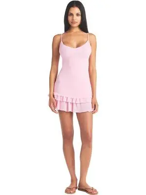 SKIMS Sheer Knit Ruffle Dress - Peony