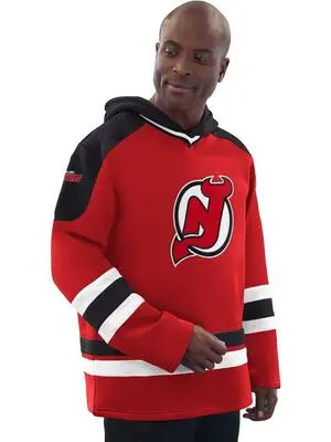 STARTER Black New Jersey Devils Hockey Pullover Hoodie - Red