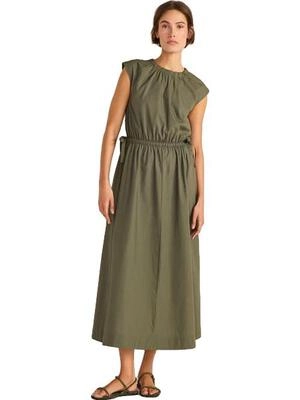 HAVEN WELL WITHIN Organic Cotton Poplin Side-tie Maxi Dress - Deep Willow
