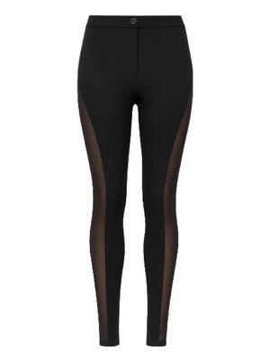 CONQUISTA Sheer Panel Stretch Pants - Black