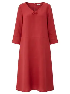 LEMUSE V-neck Linen Dress With Bow Detail - Red