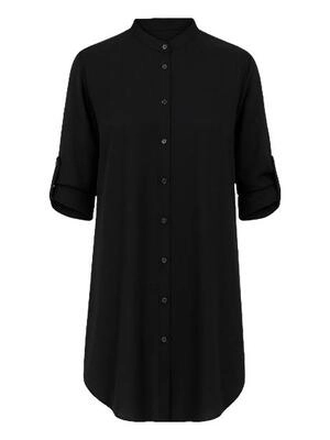 CONQUISTA Long Tencel Shirt With Printed Detail - Black