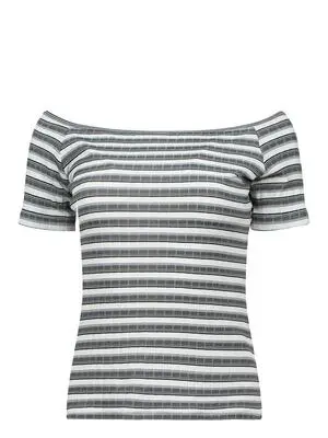 CONQUISTA Off-shoulder Striped Top - Grey