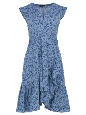 CONQUISTA Cornflower Floral Viscose Dress - Blue