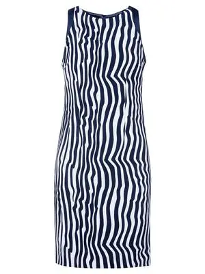 CONQUISTA Sleeveless Zebra Print Sheath Dress - Blue
