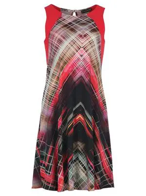 CONQUISTA Sleeveless Geometric Print A-line Dress - Red