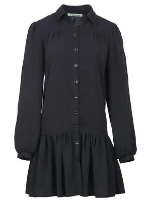 CONQUISTA Tencel Shirt Dress With Gathered Tiers - Black