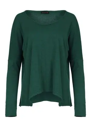 CONQUISTA Knit Handkerchief Hem Top - Green