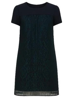 CONQUISTA Double Layer Dress With Lace Detail - Blue
