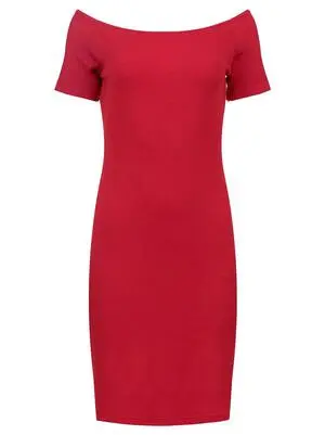 CONQUISTA Off-shoulder Ribbed Fitted Dress - Red
