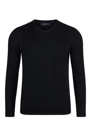 PAUL JAMES KNITWEAR Extra Fine Merino Wool Chester V-neck Jumper - Black