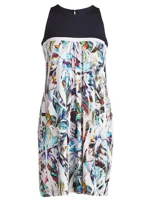 CONQUISTA Sleeveless Printed Dress - Blue