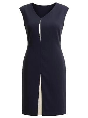 CONQUISTA Sleeveless Contrast Pleat Dress - Blue