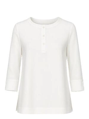 CONQUISTA Crepe Fabric Button Detail Top - Beige