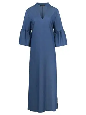 CONQUISTA Denim Style Kaftan With Ruffle Detail - Blue