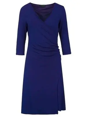 CONQUISTA Faux Wrap Dress In Sustainable Fabric - Blue