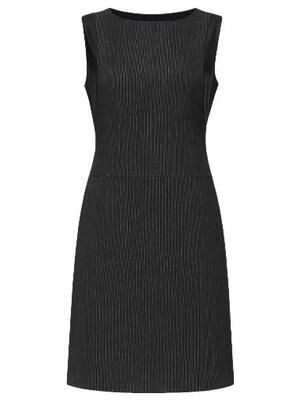 CONQUISTA Sleeveless Boatneck Sheath Dress With Faux Leather Accents - Grey