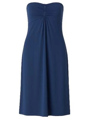 CONQUISTA Strapless A-line Dress With Keyhole Detail - Blue