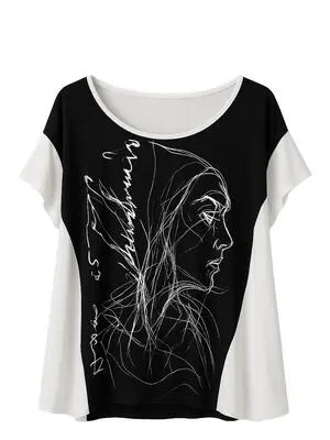 CONQUISTA Oversized Lightweight Jersey Top In Micromodal & Cashmere - Black