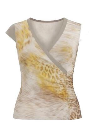 CONQUISTA Animal Print Cross-over Top - Brown