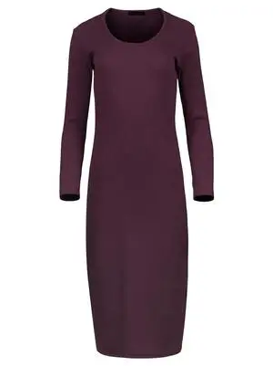 CONQUISTA Long Sleeve Ribbed Cotton-elastane Midi Dress - Red