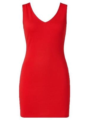 CONQUISTA Sleeveless V-neck Drape Back Dress - Red