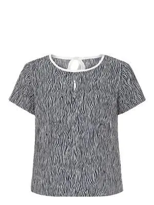CONQUISTA Sleeveless Printed Top With Tie Detail - Blue