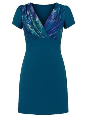 CONQUISTA Printed Faux Wrap Dress - Blue