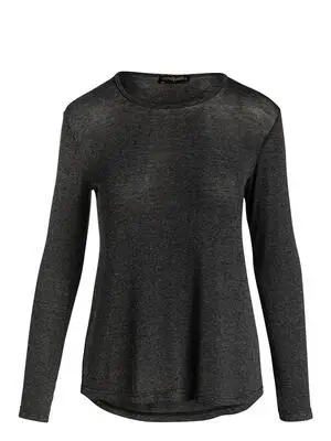 CONQUISTA Long Sleeve Fine Knit Top - Grey