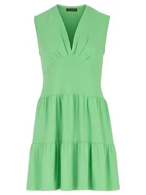 CONQUISTA Sleeveless V-neck Jersey Dress - Green