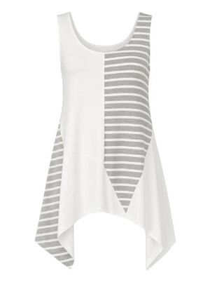 CONQUISTA Sleeveless Tunic With Asymmetrical Stripe Detail - Grey