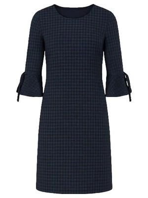 CONQUISTA Bell Sleeve Checked Dress - Blue