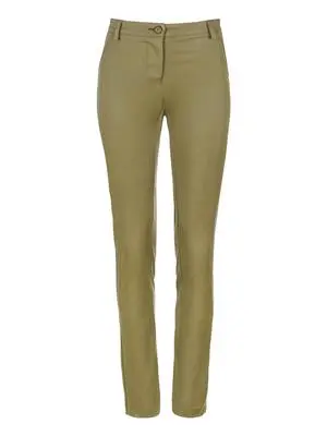 CONQUISTA Olive Fitted Full Length Pants - Green