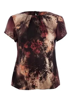 CONQUISTA Short Sleeve Printed Top - Black